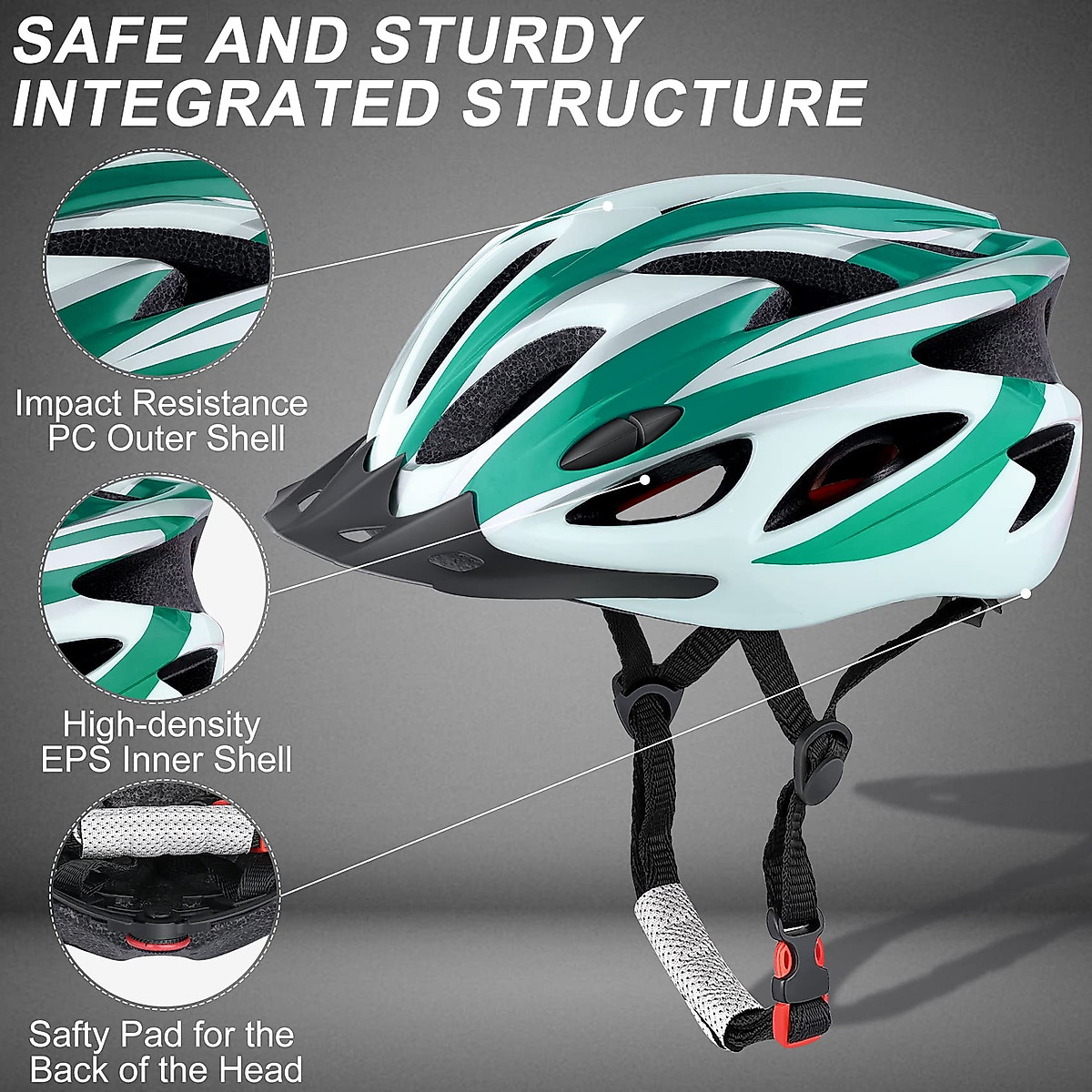 Zacro Adult Bike Helmet Lightweight - Bike Helmet for Men Women Comfort with Pads&Visor, Certified Bicycle Helmet for Adults Youth Mountain Road Biker