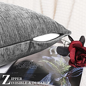 BRAWARM Chenille Throw Pillow Covers 20x20 Inches - Gray Chenille Pillow Covers Pack of 2, Solid Dyed Soft Chenille Pillow Cases for Couch Sofa Bed Home Decoration