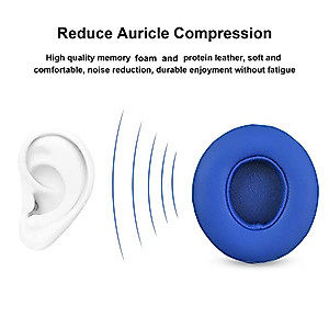 Sqrgreat Solo 2 Ear Pads Replacement for Beats Solo 3 Solo 2 Wireless Headphones, Memory Foam Protein Leather Ear Pads Replacement Earbuds Cushion(Not Fit Solo 2 Wired, Blue)