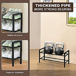SALADAYS 2-Tier Expandable Shoe Rack, Adjustable Shoe Storage Shelf Organizer, Sturdy and Durable Metal Structure Free Standing Shoe Rack for Closet Entryway Doorway(Black)