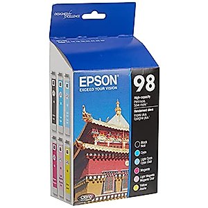 Epson 98 Black & Color C/M/Y/LC/LM - -Ink -Cartridges, T098120-BCS, High Yield, Combo 6/Pack