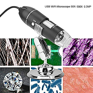 USB Microscope, 50X-500X 0.3MP LED Microscope USB Magnifier for Computer with Holder for Industrial PCB Checking,Jewelry Appraisal,Detecting, etc