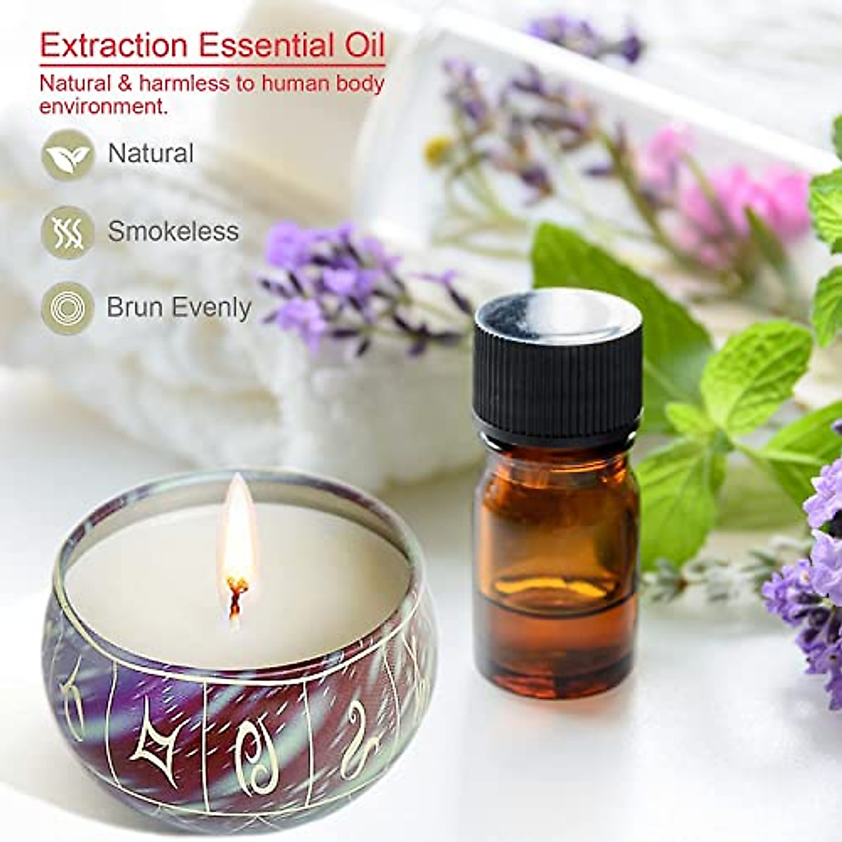 PEILIN 12 Constellations Scented Candles Gift Set 2.5oz Strong Fragrance Aromatherapy Candles Portable Travel Tin Jar Candles Gifts for Home Scented Decoration Birthday Valentine'sDay，Christmas