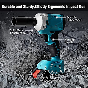 Zikopomi Cordless Impact Wrench 1/2 inch with Socket Set, 4.0 AH Large Battery Electric Power High Torque Driver Gun, 380NM Powerful Brushless Motor Impact Wrenches Power Tools