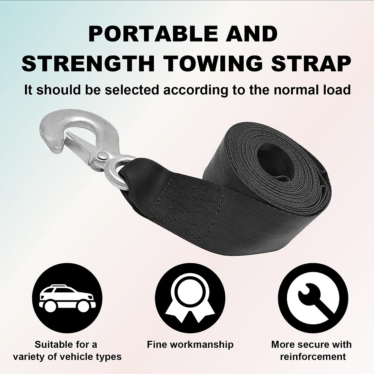 Boat Trailer Winch Strap with Safety Snap Hook, 2" x 20ft 10000 lbs Heavy Duty Boat Winch Strap for Towing Vehicles, Boats and Jet Ski, Polyester