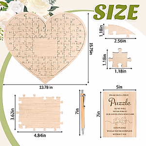 Wooden Jigsaw Puzzle Wedding Guest Book Alternative Guest Book with Sign and Pen Wooden Heart Shaped Wedding Guest Book Personalized Bridal Shower Guest Book for Engagement Anniversary Party,77 Pieces