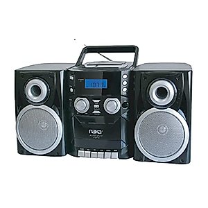 NAXA Electronics NPB-426 Portable CD Player with AM/FM Stereo Radio, Cassette Player/Recorder and Twin Detachable Speakers