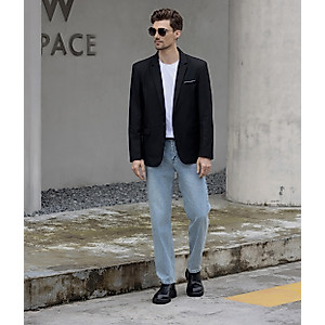 Beninos Mens Slim Fit Casual One Button Blazer Jacket (L, 302Black)