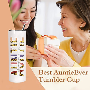 Ceovfoi Aunt Tumbler with Lid and Straw, Best Auntie Ever Gift, 20 oz Aunt Stainless Steel Insulated Tumbler, To My Aunt Coffee Mug from Niece, Birthday/Mother's Day/Christmas Gifts for Auntie