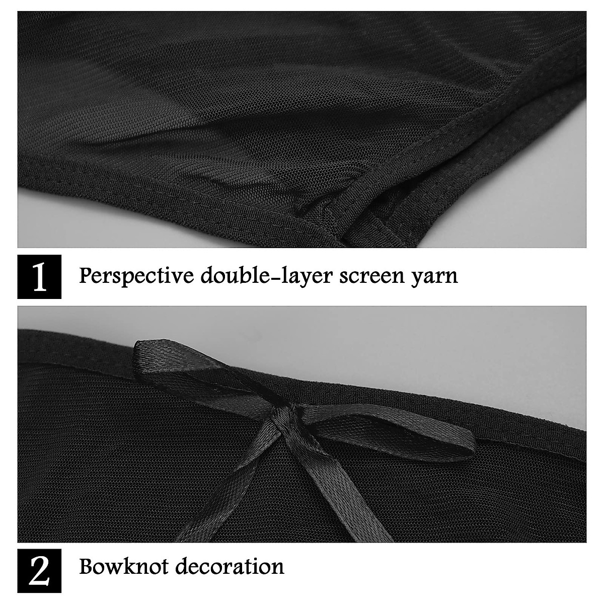 Women Sexy Lace Garter Belt with Stockings,Double Mesh Suspender Belt with Thigh High Stockings,8 Elastic Clips for Hold Ups (Black)