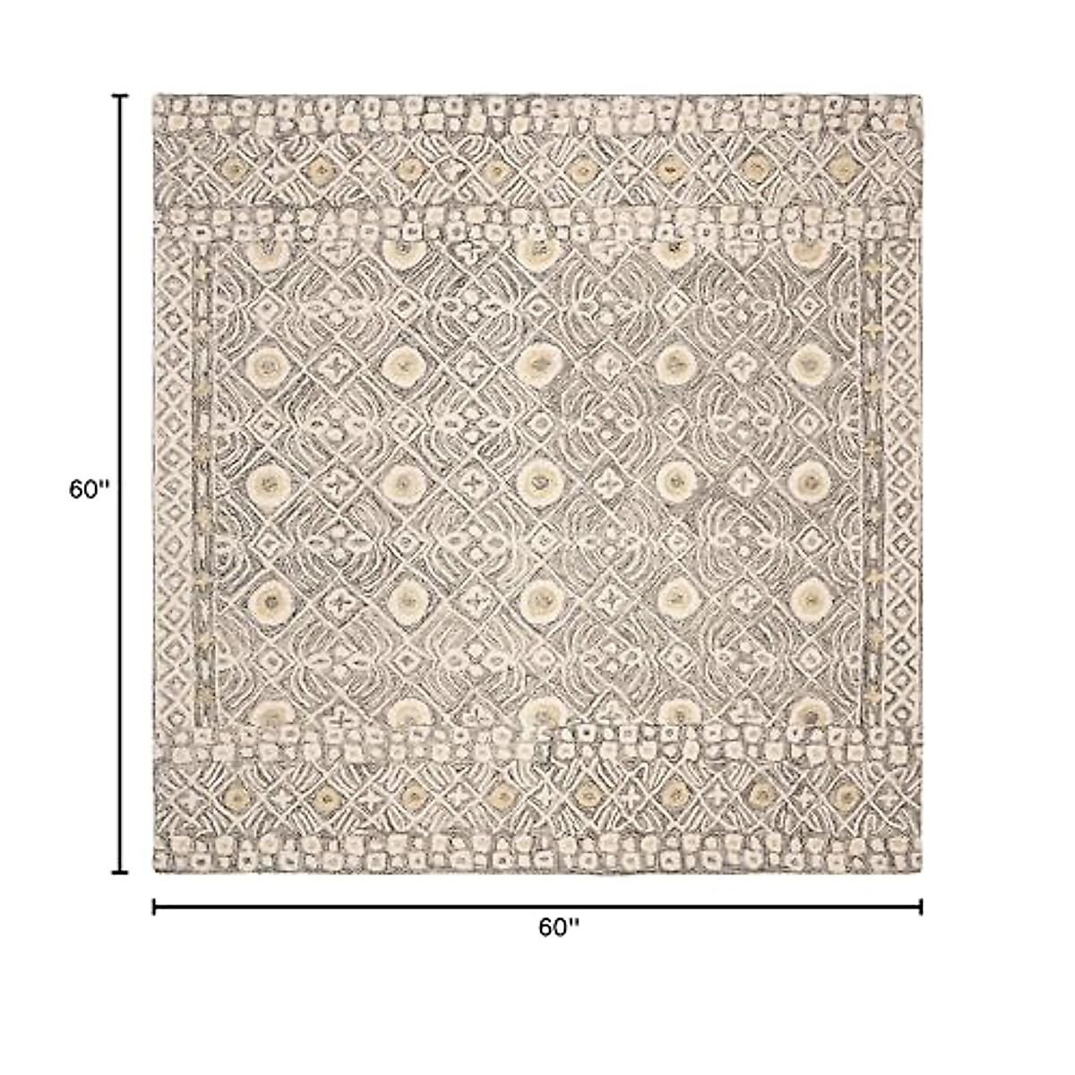 SAFAVIEH Micro-Loop Collection 5' Square Charcoal/Ivory MLP801H Handmade Premium Wool Area Rug