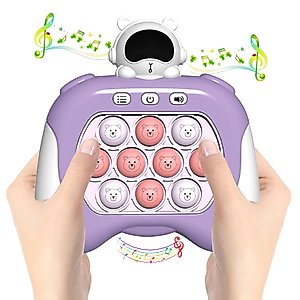 Upgraded Fast Push Game, Pop lt Game Light Up Fidget Toy Pocket Game for Kids Ages 3-12, Handheld Game Sensory Toy with 4 Modes Party Quick Push Fidget Toys, Birthday Gifts for Kids Boys Girls(Purple)