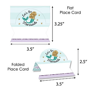 Big Dot of Happiness Let’s Be Mermaids - Baby Shower or Birthday Party Tent Buffet Card - Table Setting Name Place Cards - Set of 24