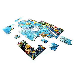 Koyiwa 100 Pieces Jigsaw Puzzles for Kids Ocean World Theme Dolphins Fishes Puzzle Educational Toy for Boys and Girls (15 x 10 inch)