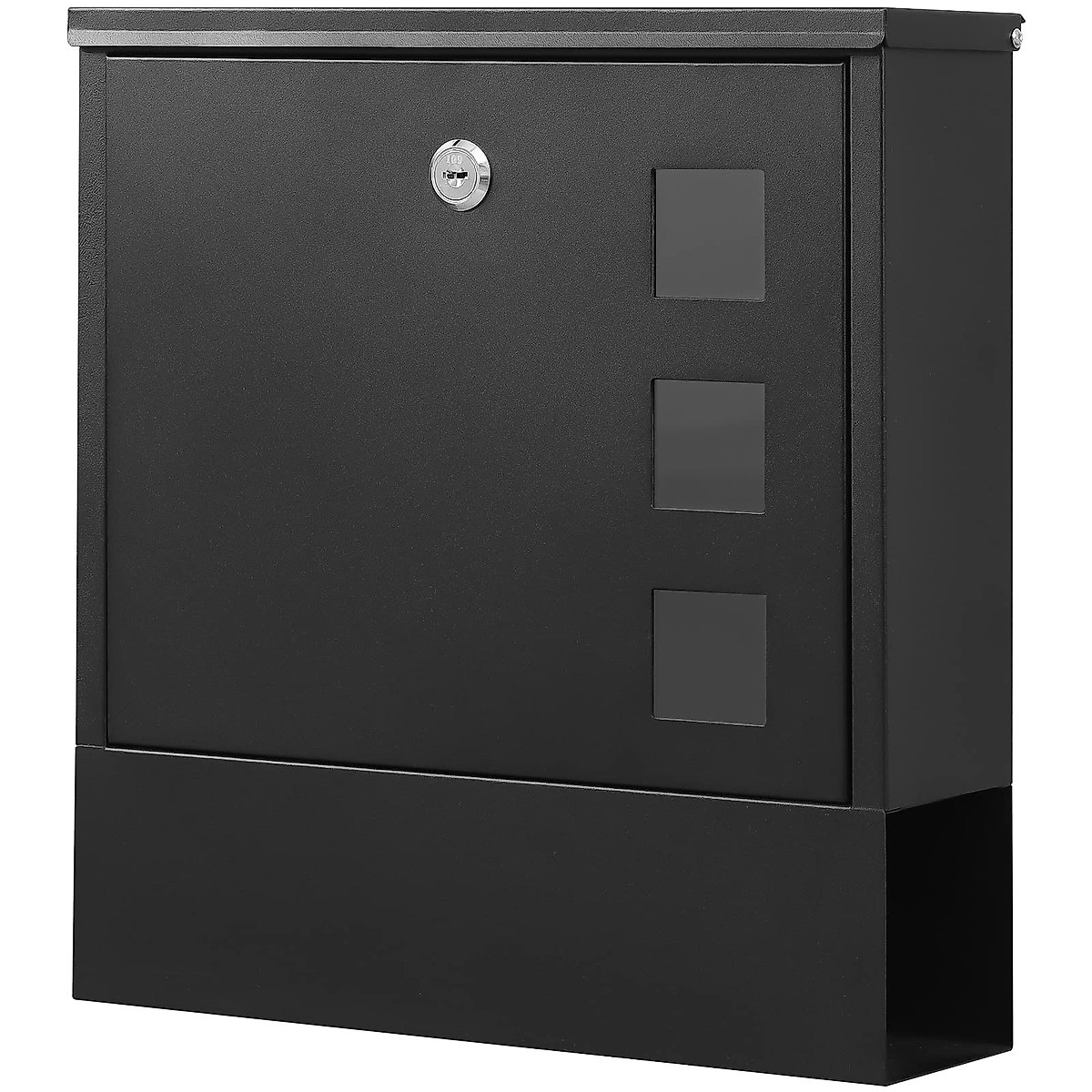 KYODOLED Locking Mailbox Wall Mount, Locked Mail Boxes, Mailbox with Key Lock for Outside, Large Capacity Drop Box for Newspapers, 13 x 3.4 x 11.8 Inch, Black