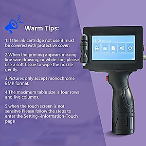 Portable Inkjet Printer with 4.3 Inch HD Touch Screen, Handheld Inkjet Printer with Quick-Drying Ink Cartridge, Handheld Printer Gun for Label/Production Date/Serial Number/Barcode/QR Code/Logo/Image