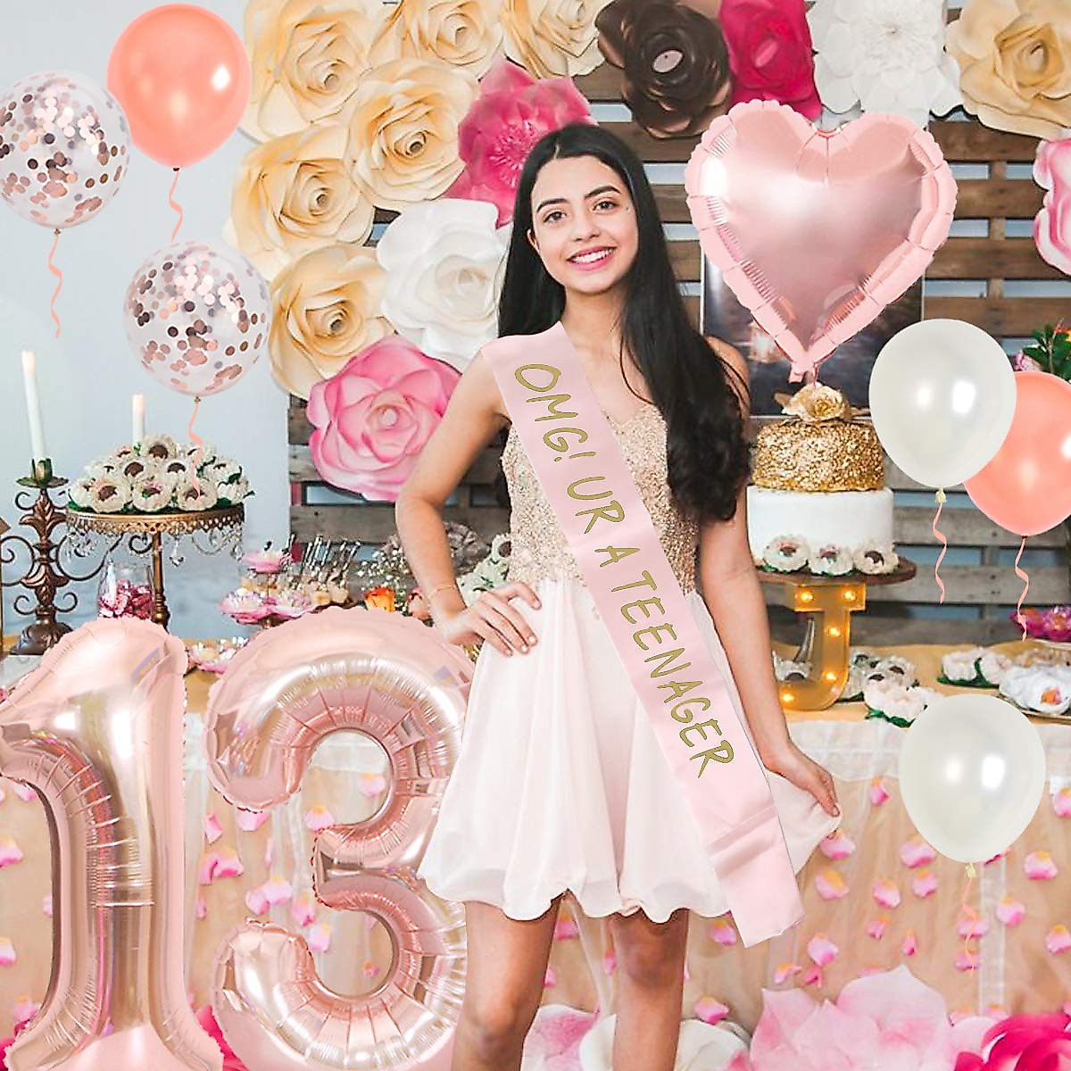 Teenager Birthday Party Decoration 13th Birthday Party Decorations for Girls with Rose Gold Omg Ur A Teenager Balloons Banner Sash Tinsel Cake Topper
