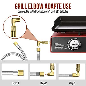 Alloxity 5ft Gas Grill Propane Adapter Hose with Regulator to 5-40lb Propane Tanks, QCC1 to 3/8 Female Flare Nut & Adapter for Blackstone Griddle 17/22'',Heater,Weber Grill Conversion Kit Replacement