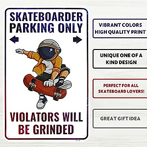 Venicor Skateboard Sign Decor - 9 x 14 Inches - Aluminum - Skateboarding Skate Accessories Stickers Party Decorations Bedroom Room Home Decoration Poster Stuff