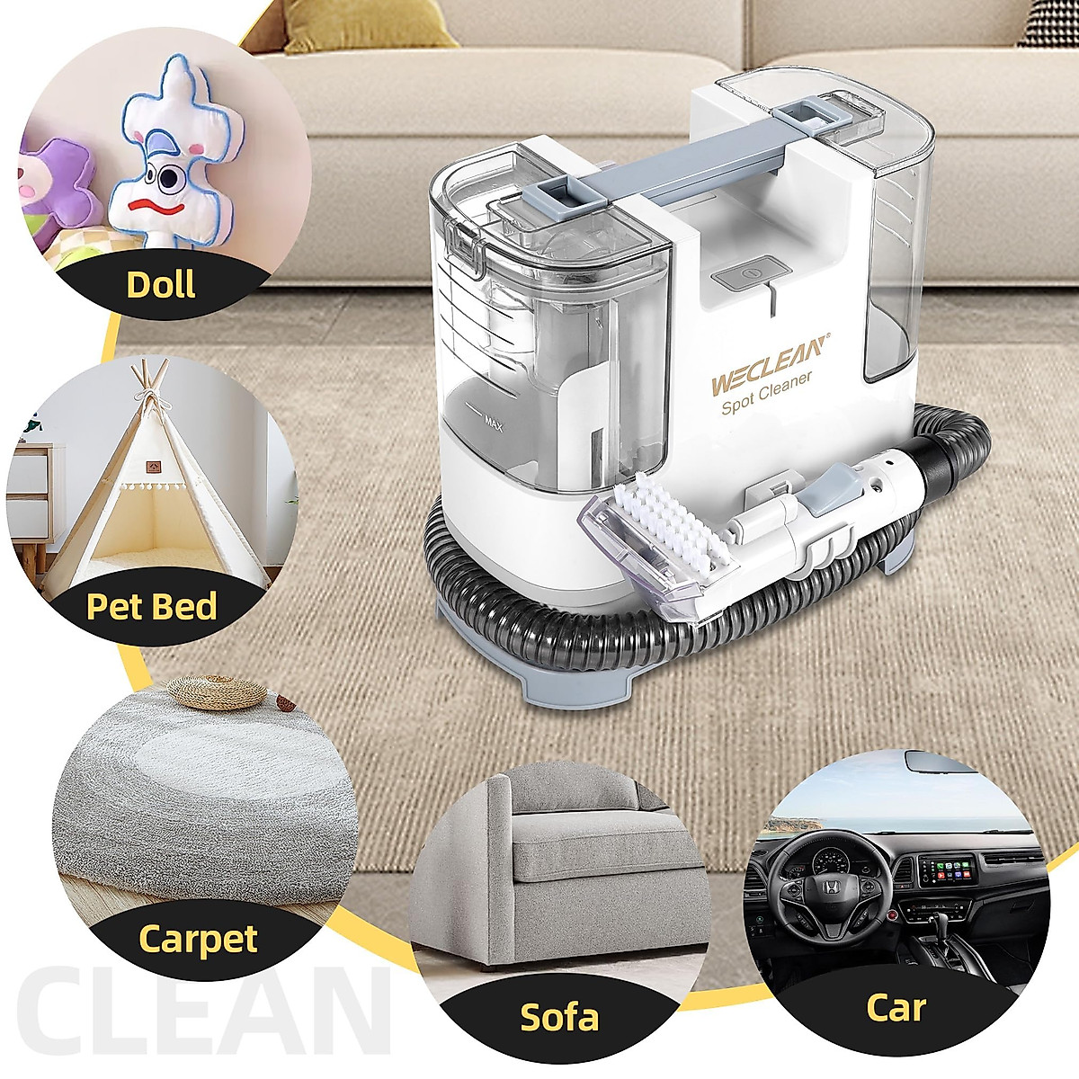 WECLEAN C1 Portable Extractor for Couch and Carpet Cleaner Upholstery Cleaner for Deep Cleaning