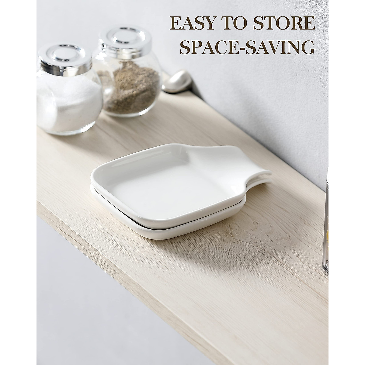 MALACASA Spoon Rest, Large Spoon Rests for Stove Top, Porcelain Spoon Holder for Kitchen Counter, Utensils Rests, Cooking Spoon Holders for Spatula Ladle Tongs, Ivory White, Series REGULAR