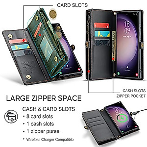 ASAPDOS Samsung Galaxy Note 10+ Plus 6.8” Case Wallet,Retro PU Leather Strap Wristlet Flip Case with Magnetic Closure,[RFID Blocking] Card Holder and Kickstand for Men Women Black