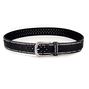 Wemi Womens Retro Rivet Jean Belt Western Cowgirl Punk Rock Studded Bling Belts, Length 43 inch Black