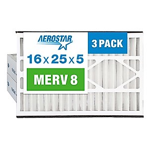 Aerostar 16x25x5 Air Filter MERV 8, Furnance Filters AC HVAC Replacement for Trion Air Bear 229990-105, (3 Pack) (Actual Size:15 5/8 x 24 1/8 x 4 7/8 Inches)