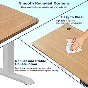 Walsunny Electric Height Adjustable Standing Desk, 63 x 24 Inches Splice Board, Sit Stand Up Computer Table with Memory Preset Controller for Home, Office,White Frame/Walnut Top