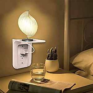 Outlet Shelf Wall Holder, Standard Vertical Duplex Decorative Outlet Space Saving for Smart Home Speakers Anything up to 7 lbs , Space Saving Design, Storage Management Solution, , 2 Pack, White