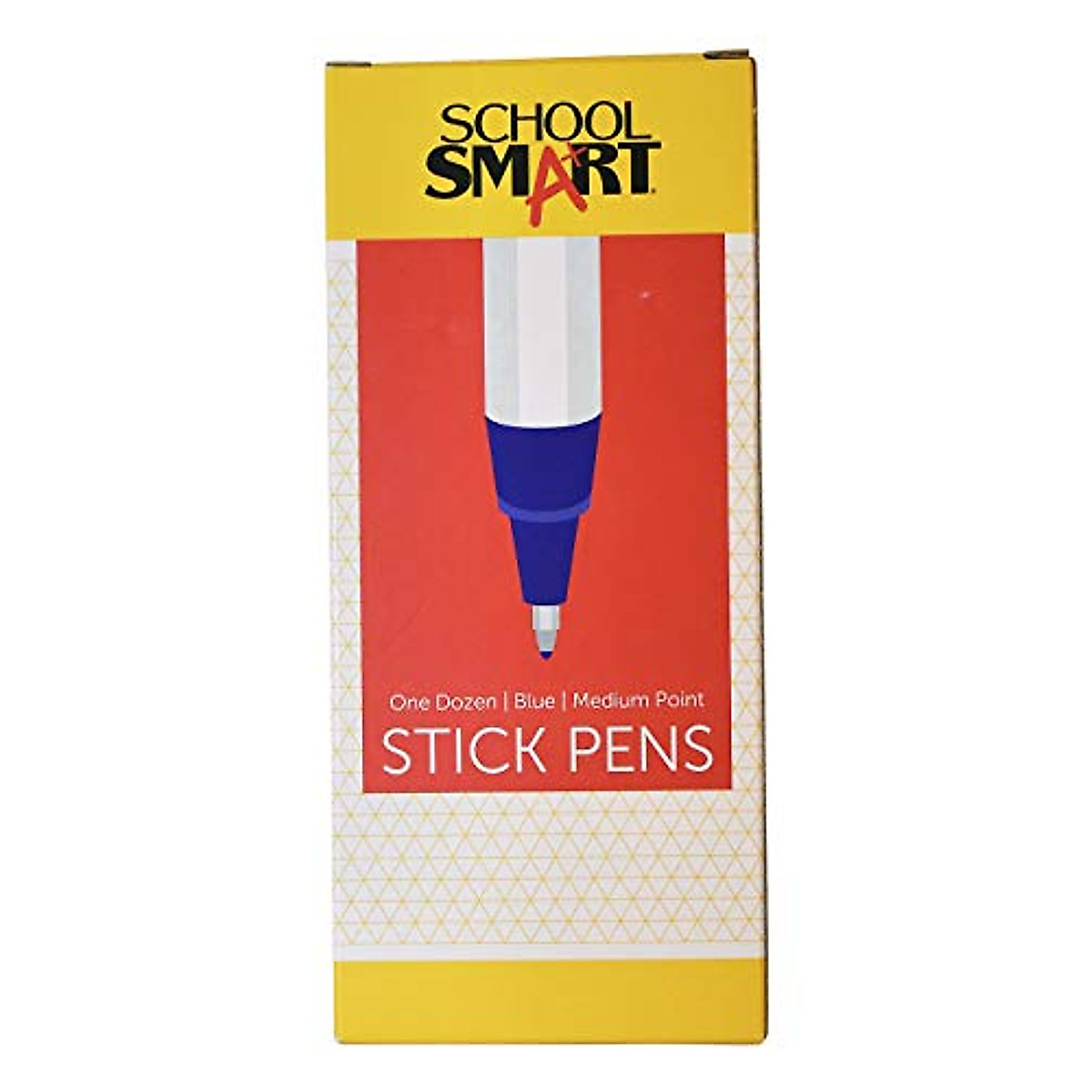 School Smart Medium Point Round Stick Pen - Pack of 12 - Blue