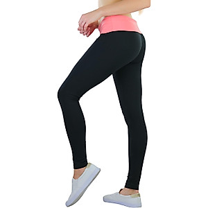 ToBeInStyle Women's Active Pants with Fold-Over Waistband - Coral - Large