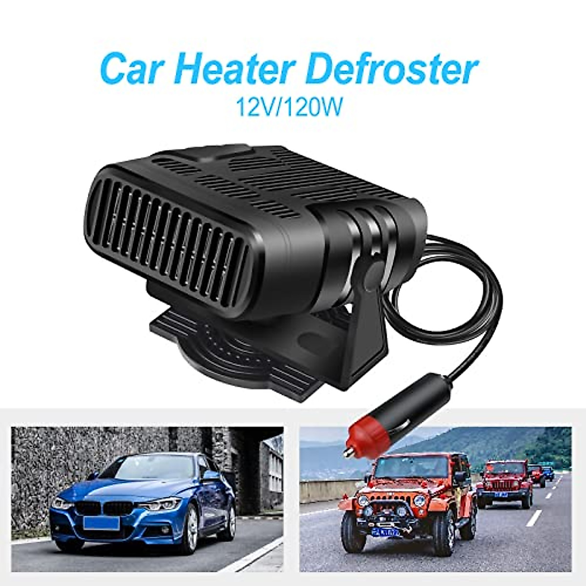Car Heater 2 in 1 Auto Car Windshield Portable Heater Cooling Fan 12V 120W Auto Defogger 360° Rotatable Fast Heating Quickly Defrost…