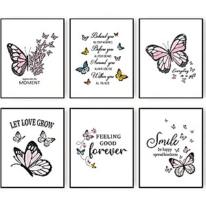 SIKYUCOR Inspirational Butterfly Wall Art Canvas Prints Motivational Positive Quotes Poster Gallery Wall Art Picture Wall Decor Gift for Girls Bedroom Living Room Decoration (8"x10" UNFRAMED)