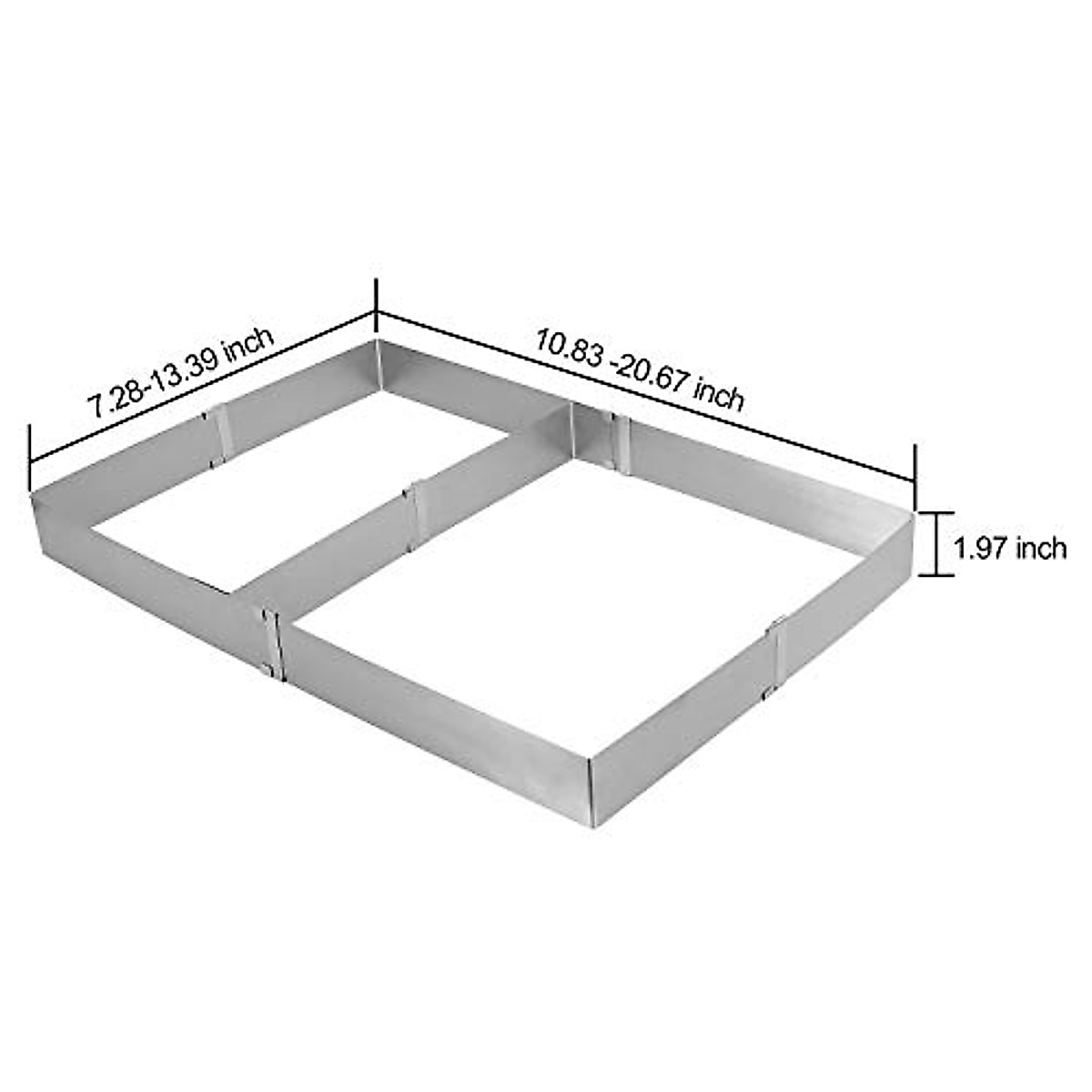 KINJOEK Adjustable 10-20 Inch Square Cake Mold Ring, Retractable Stainless Steel Square Mousse Cake Milk Bar Mold Cake DIY Baking Mould Tool
