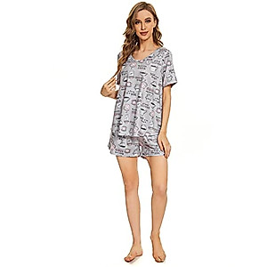 Fuezosst Womens Pajama Sets Short Sleeves 2 Pieces Lounge Outfits Set with Pockets