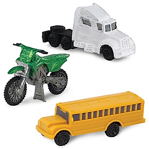 Safari Ltd On the Road TOOB - Figurines: Semi-Truck, Motorcycle, Police Car, School Bus, Sports Car, Delivery Truck, Pick-Up, ATV, Fire Truck - Educational Toys for Boys, Girls & Kids Ages 3+