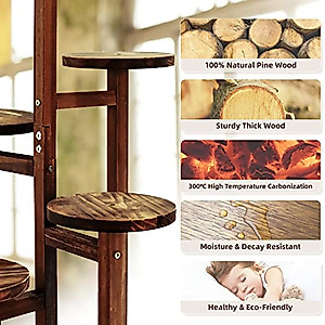 Myuilor Plant Stand, Wood Corner Plant Shelf for Indoor Multiple Plants, 5 Tiered Tall Plant Holder Flower Planter Display Rack for Living Room Balcony Outdoor Patio Garden