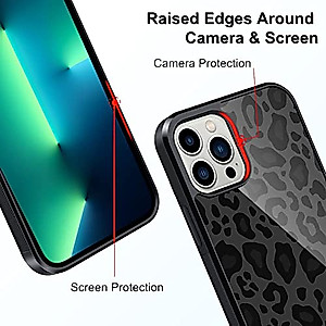 TEAUGHT Compatible with iPhone 13 Pro Case (2021) 6.1 inch, Cute Pattern Black Leopard + Screen Protector Tire Shockproof Cover, Designed for iPhone 13 Pro Case for Girls Women