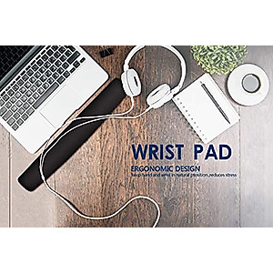 Silicone Keyboard Wrist Rest Pad- Non-Slip Durable & Comfortable for Easy Typing & Pain Relief, Gel Wrist Rest for Keyboard, Strong Grip Designed for Office & Home Use Black 15.7x2.5 in