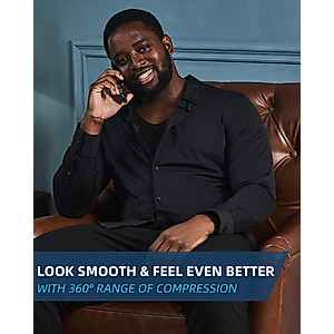 KOCLES Gynecomastia Compression Shirts for Men, Shapewear Slimming Body Shaper Undershirt, V-Neck Baselayer T-Shirt for Workout Sports, Fajas para Hombres (Black, X-Large)