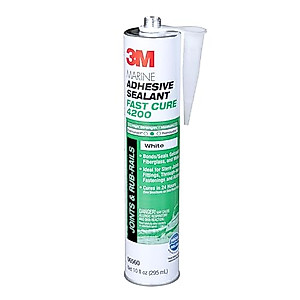 3M Marine Adhesive Sealant Fast Cure 4200 (06560) – Semi-Permanent Flexible Adhesive Sealant for Boats and RVs – White - 1/10 Gallon