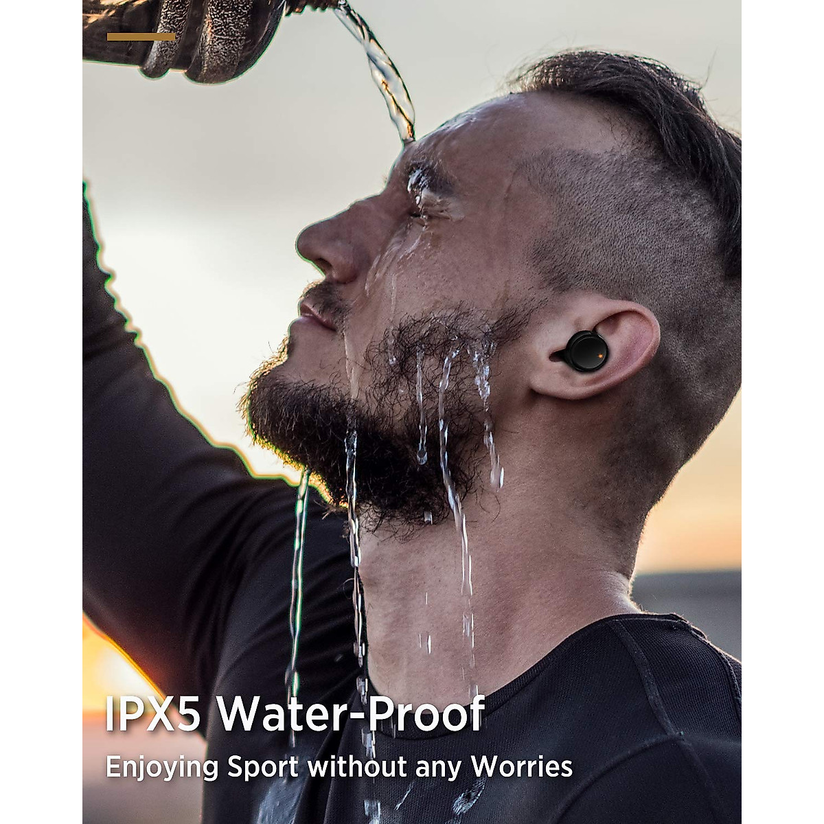 LASUNEY Bluetooth 5.0 True Wireless Earbuds with Charging Case, 60H Cyclic Playtime Waterproof Stereo Headphones with mic, in-Ear Earphones Headset for Sport