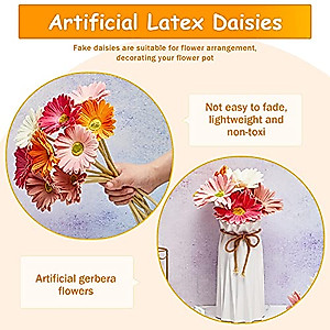 Artificial Daisy Artificial Flowers Gerbera Daisy Fake Gerbera Daisies Fake Flowers Bouquet 15 Inch for Wedding Bridal Bouquet Party Home Kitchen (White, Pink, Yellow, Orange, Rose, Coral,18 Pieces)