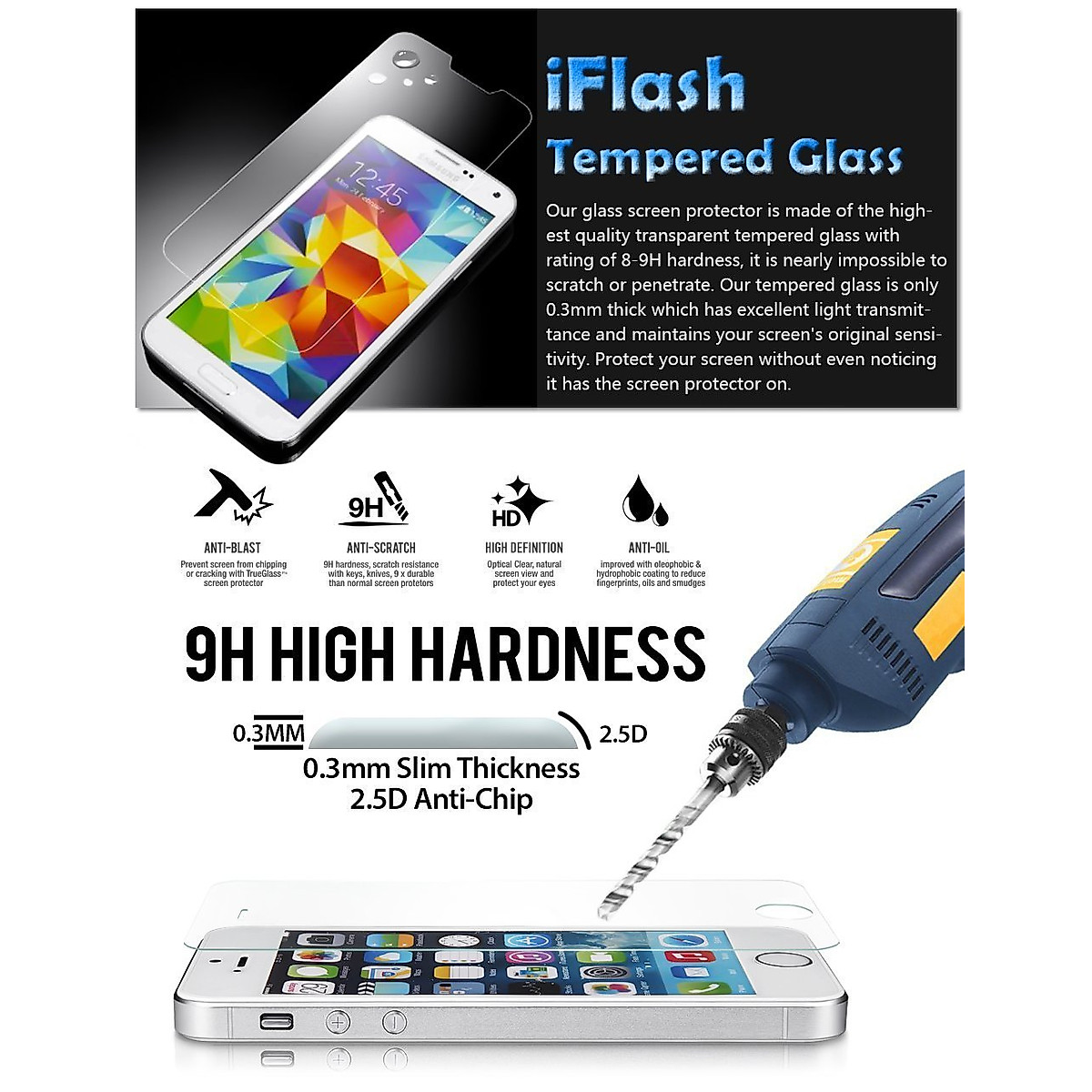 IFLASH 2 Pack Tempered Glass Screen Protector For Apple iPad 9.7 Inches 2018, 2017, iPad Pro 9.7 Inch, iPad 5th, 6th Generation, iPad Air, iPad Air 2, (NOT FOR iPad Air 3) – Crystal Clear