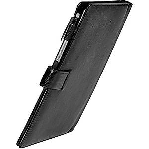 Genuine Leather Folio Cover Compatible with Rocketbook Everlast, Wave, Fusion, Panda | A5 Size Portfolio Organizer with Pen Loop | Fits Executive A5 Size Notebook 6" x 8" | Black