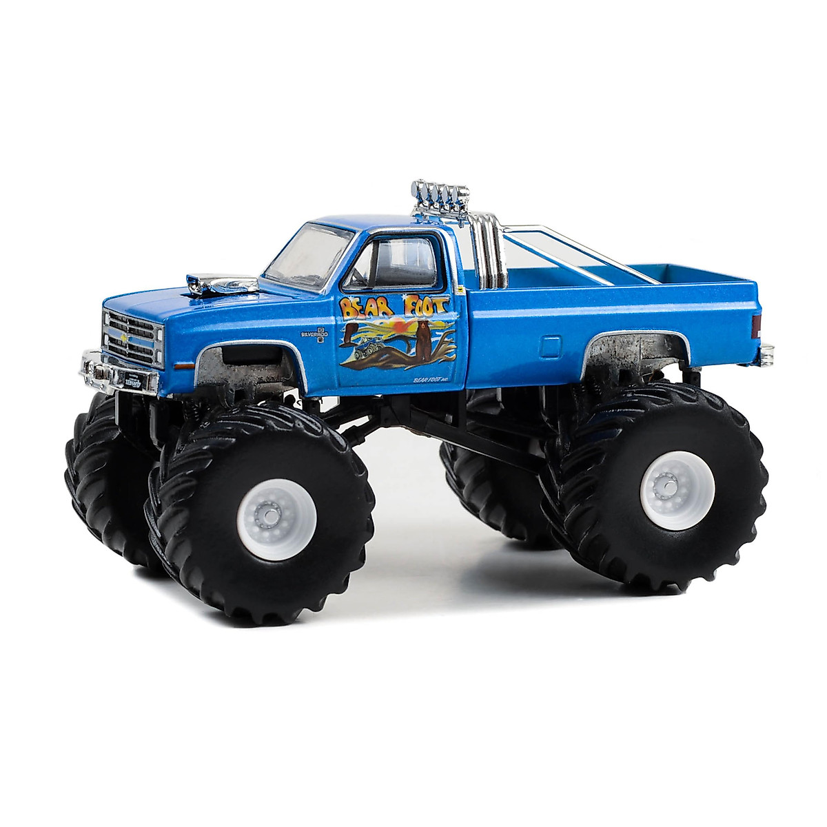 1985 Chevy Silverado C-10 Monster Truck Blue Bear Foot III Kings of Crunch Series 13 1/64 Diecast Model Car by Greenlight 49130C