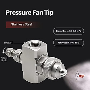 Bettomshin 1Pc Air Atomizing Nozzle, 1/4BSPT Female Thread 130 Degree Round Spray Air Atomizing Mist Nozzle 304 Stainless Steel
