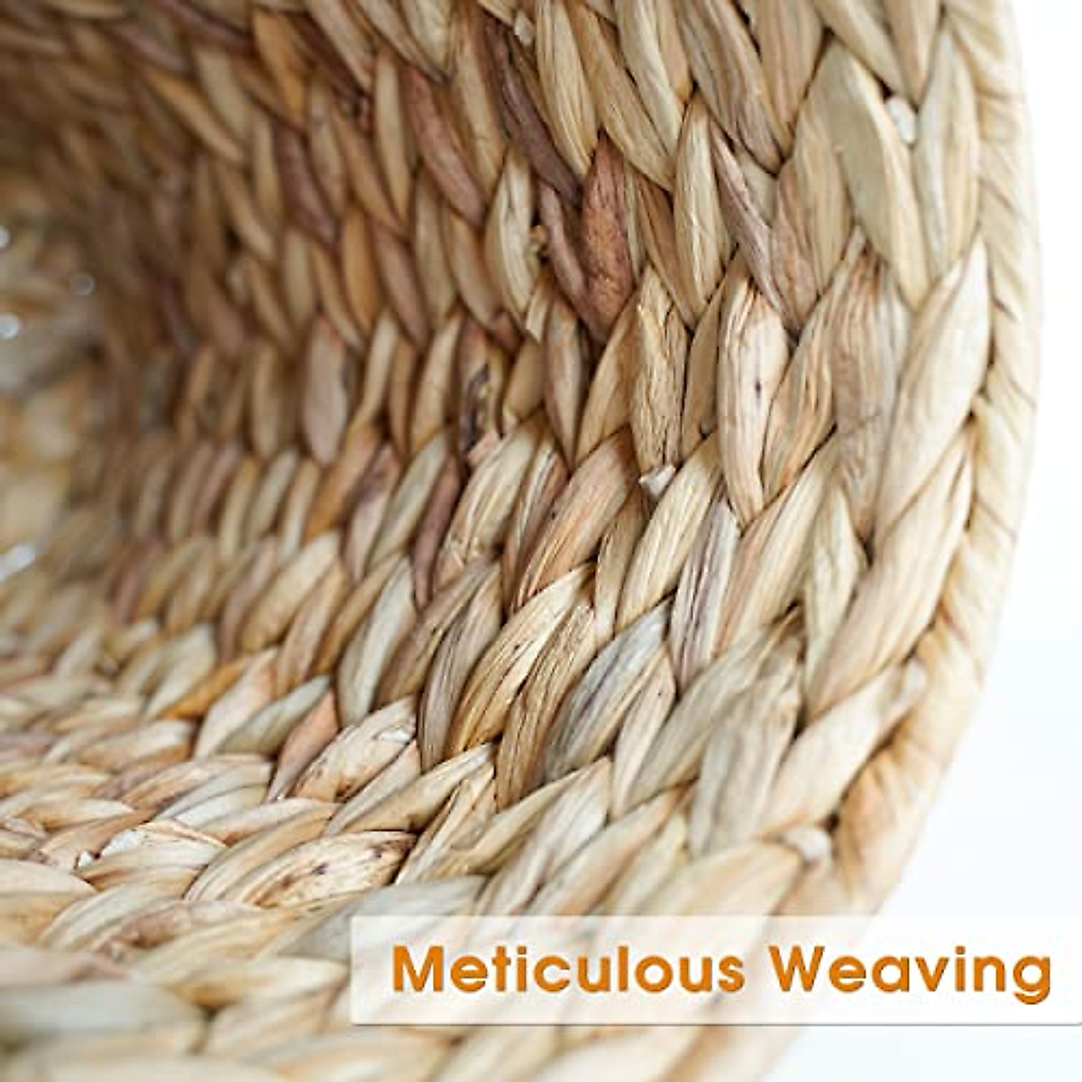 MANTEIV Waste Basket Woven - Water Hyacinth Storage Rustic Boho Decor Basket - Home Office Paper Wastebasket Garbage Container Bin for Living Room Bedroom Bathroom Kitchen Set