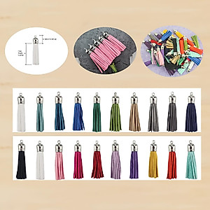 30 Silver CCB 2-1/4 Inch Faux Suede Tassel Charm Keychain Cellphone Straps Z58 (Green Tassel)